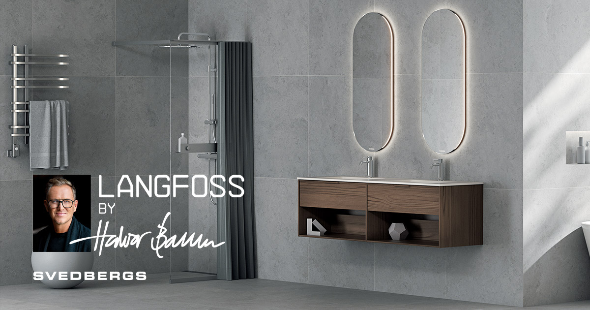 Svedbergs Badrum - Langfoss | Exklusiva duschväggar med gardin