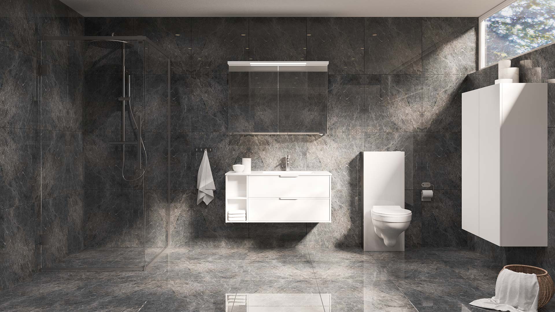 Svedbergs Badrum - Epos | Exklusivt tvättställsskåp med unik förvaring